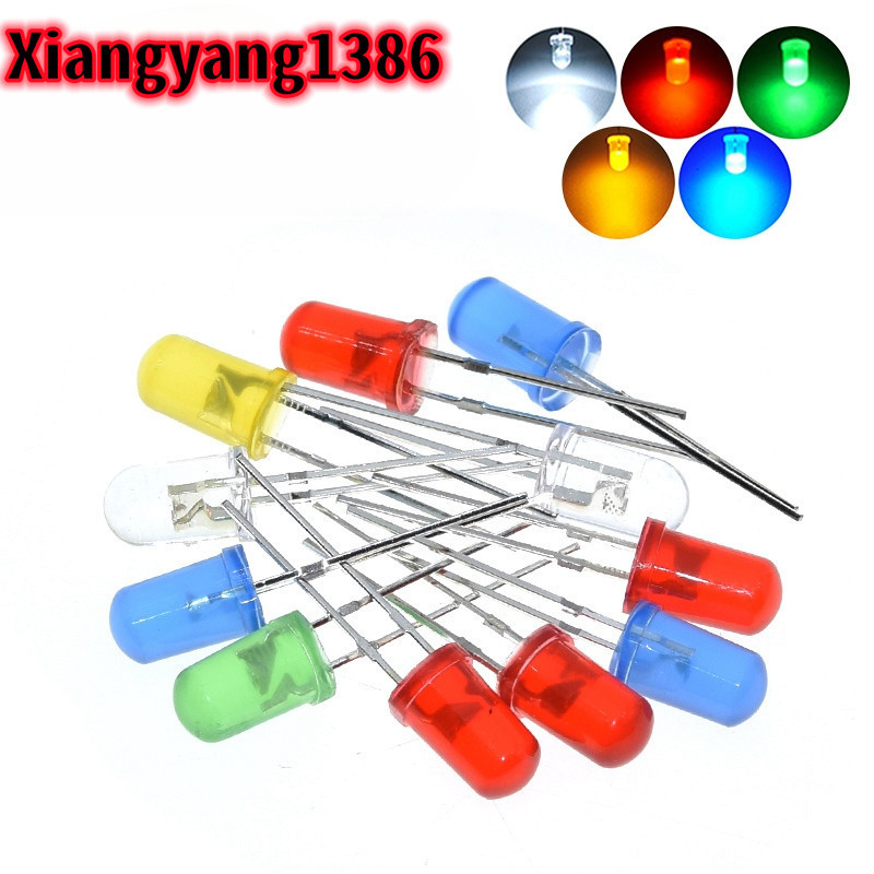 100 CÁI F5 5MM LED DIP phát sáng diode Đỏ Vàng Xanh Xanh Trắng | Shopee ...