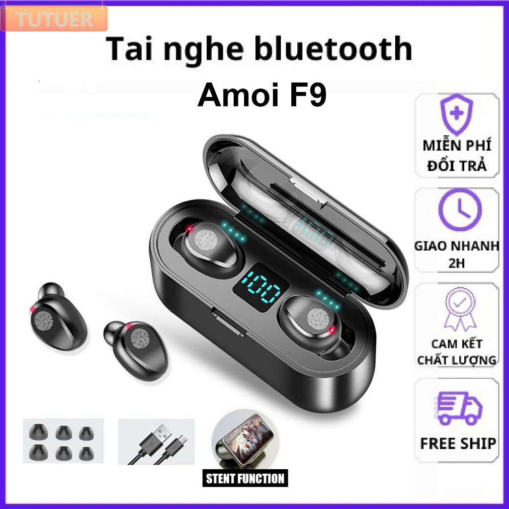 Tai nghe Bluetooth 6.0 Arunz Amoi F9 có sạc dự phòng 2000 mAh, phiên ...