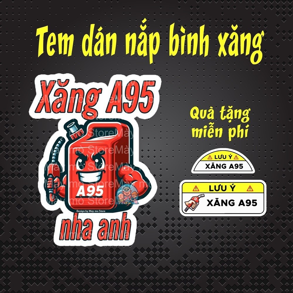 Tem dán nắp bình xăng ô tô, decal xăng 95, dầu diesel, sticker dán xe ...