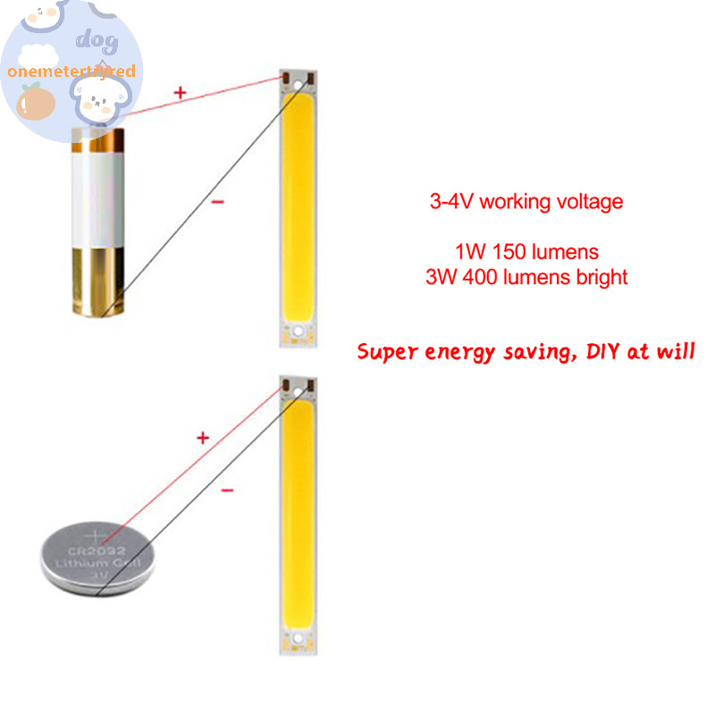 Metertryryry 3V-4V DC 60mm 8mm LED COB Strip 1W 3W Ấm Lạnh Trắng Xanh ...