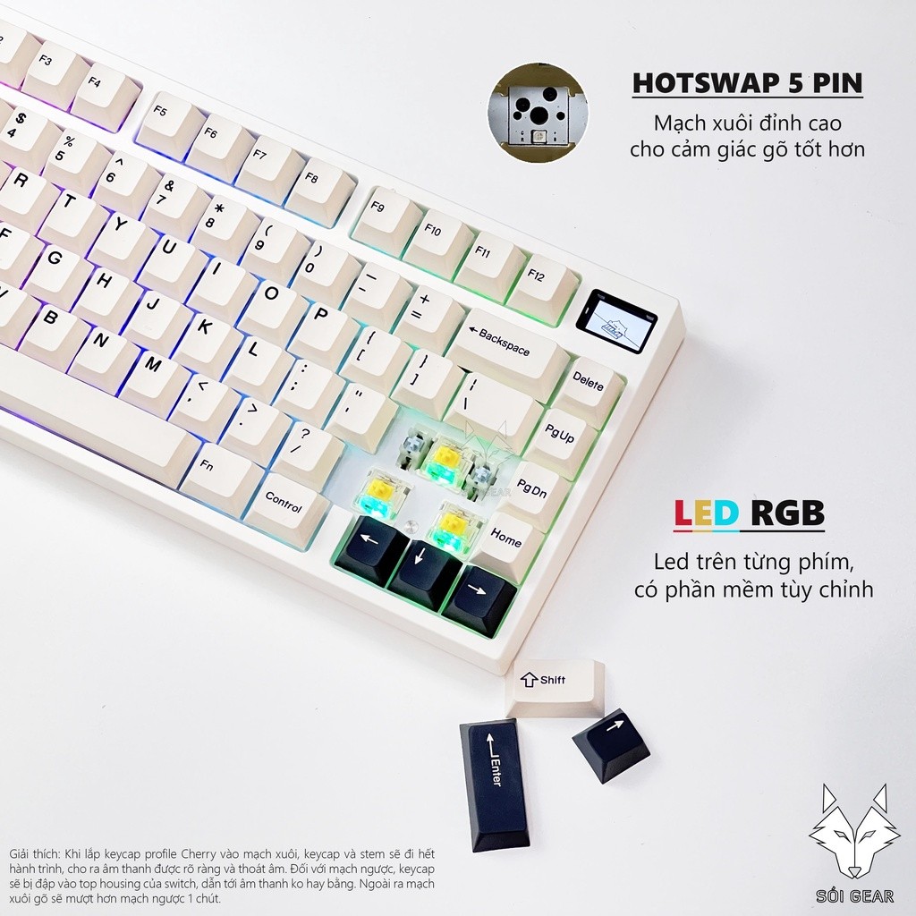 KIT Bàn phím cơ không dây Keydous NJ81 | MẠCH XUÔI | HOTSWAP Led RGB | Type C | Bluetooth 5.0 ...