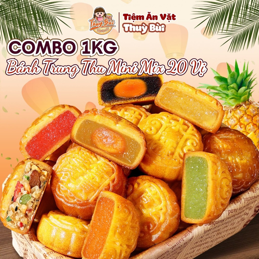 1KG Bánh Trung Thu Mini Nội Địa Đủ Vị, Bánh Nướng, Bánh Dẻo Vị Đậu Xanh ...