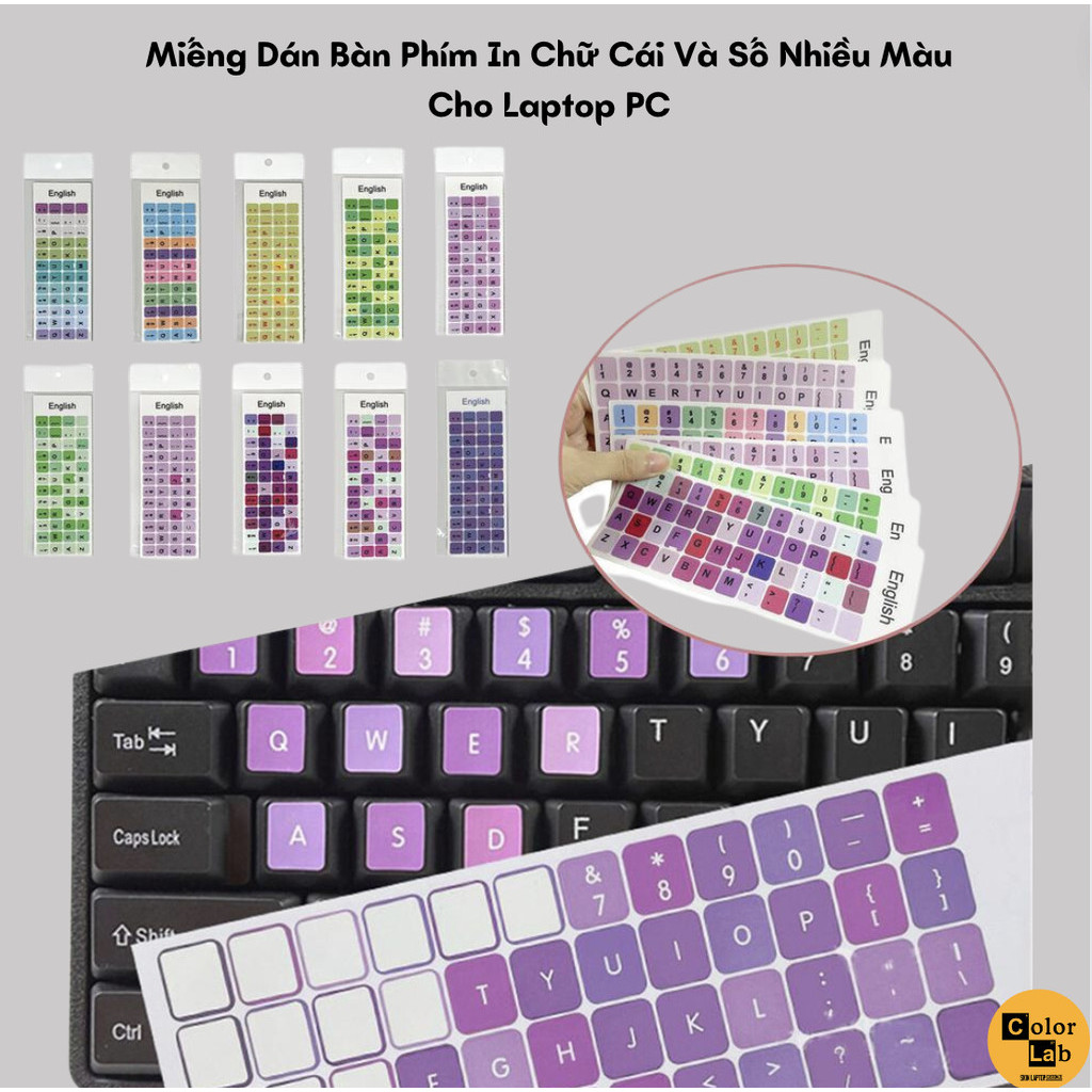 Miếng Dán Bàn Phím In Chữ Cái Và Số Nhiều Màu Sắc Cho Laptop PC ...