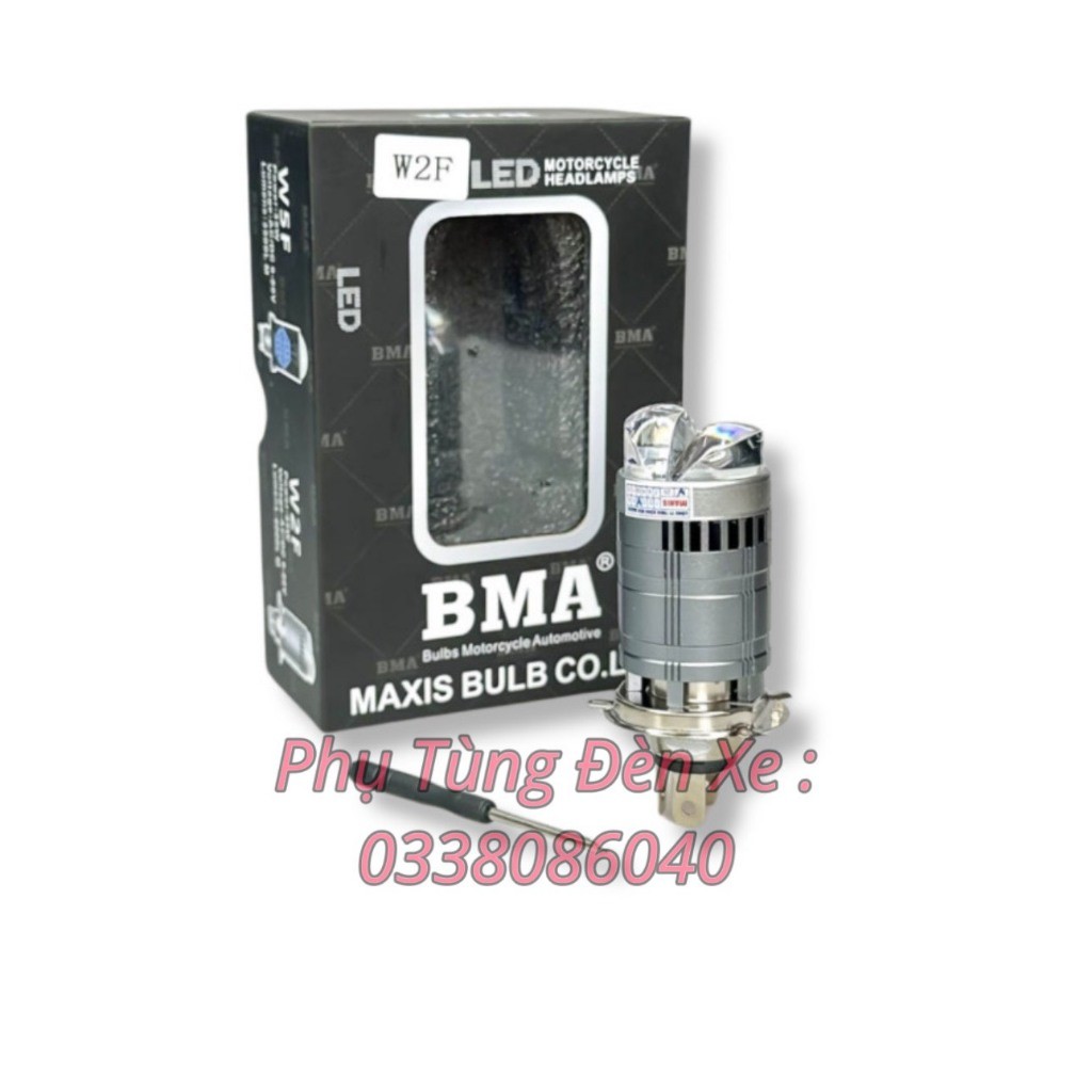 Đèn LED Pha Bi Cầu W2F BMA , 50W Chân H4 Lắp Các Dòng Xe Máy, Ô Tô , Có Trợ Pha Laser BH Hãng 1 ...