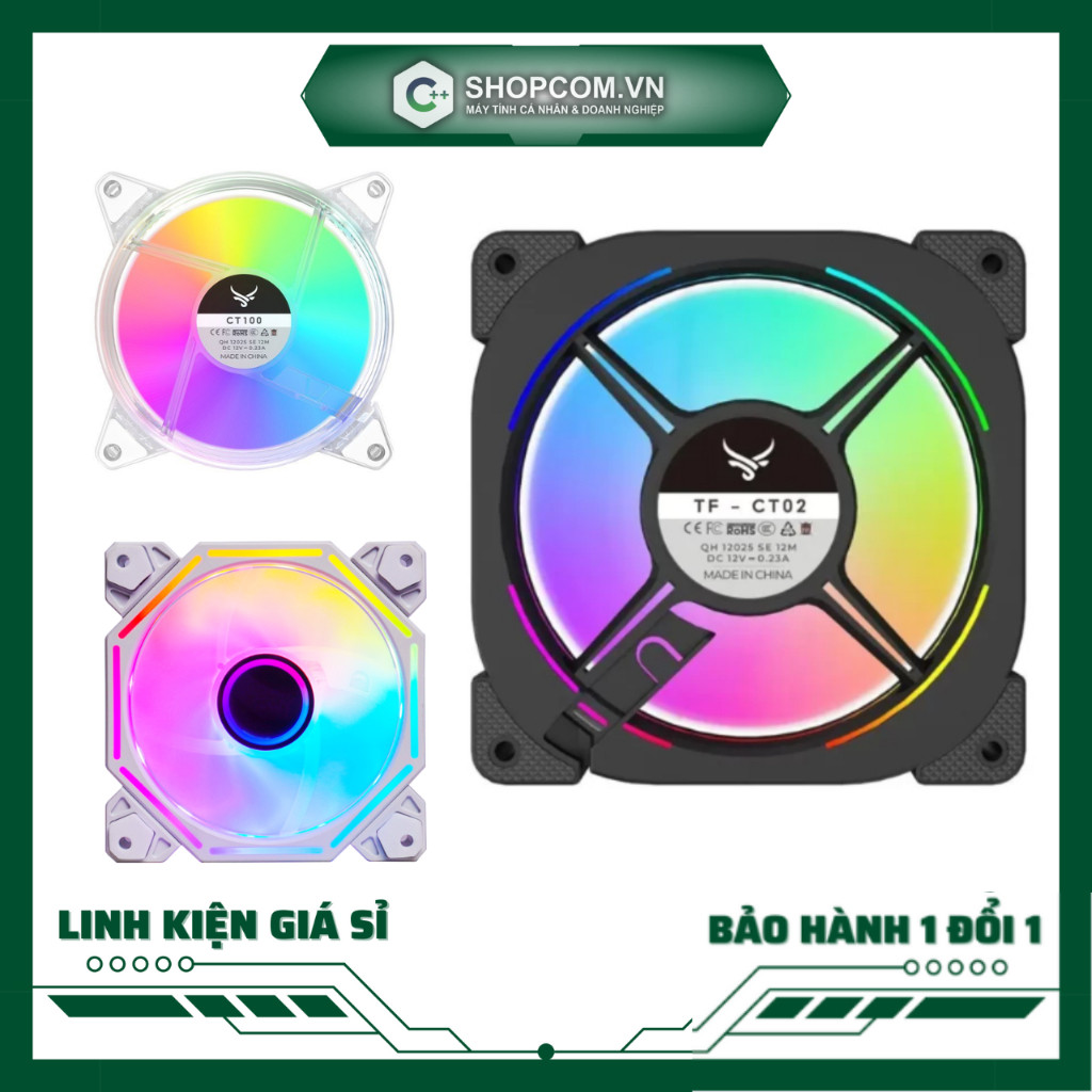 Quạt tản nhiệt PC, FAN Case led RGB Centaur CT100 - TF-CT01 - TF-CT02 - TF-CT03 TRẮNG / ĐEN ...