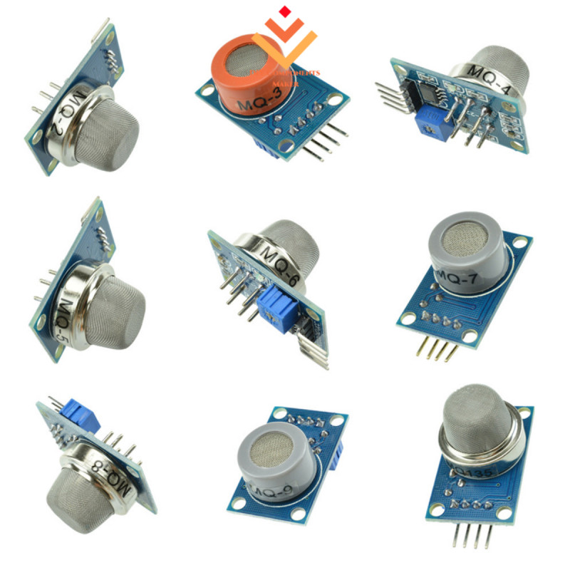 Mq-2 MQ-3 MQ-4 MQ-5 MQ-6 MQ-7 MQ-8 MQ-9 MQ-135 Mô-đun cảm biến báo động ...