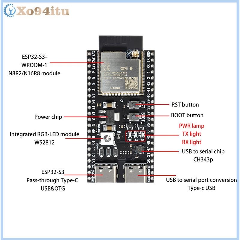 Bo mạch phát triển XOITU ESP32 S3 với bộ chuyển đổi mở rộng IPEX 2.4G ...