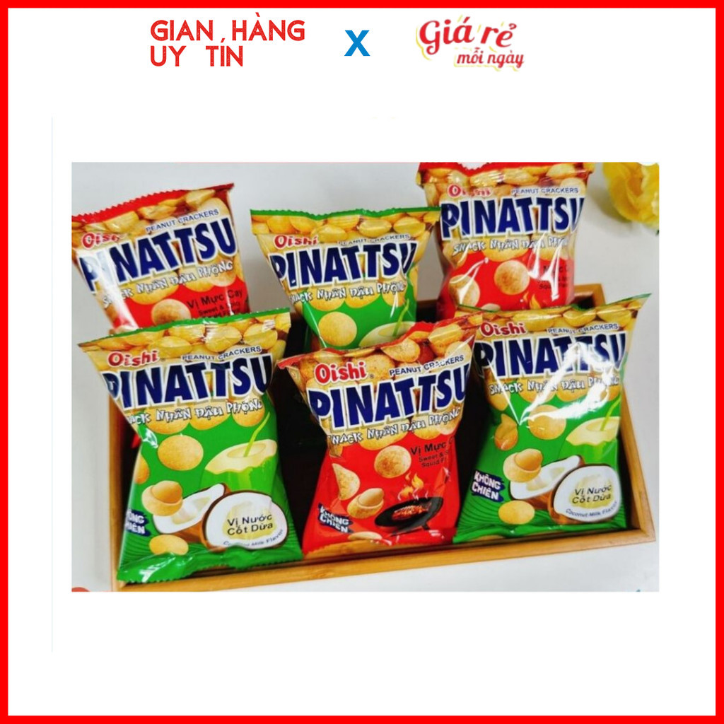 Đậu phộng Oishi Pinattsu vị cốt dừa và vị mực cay gói 13gr ...