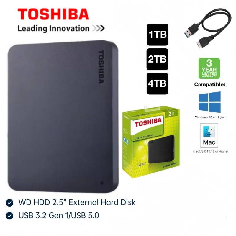 (Chính hãng) Ổ cứng gắn ngoài Toshiba 4TB 2.5 Inch USB3.0 SSD 1TB 2TB Ổ cứng gắn ngoài di động ...