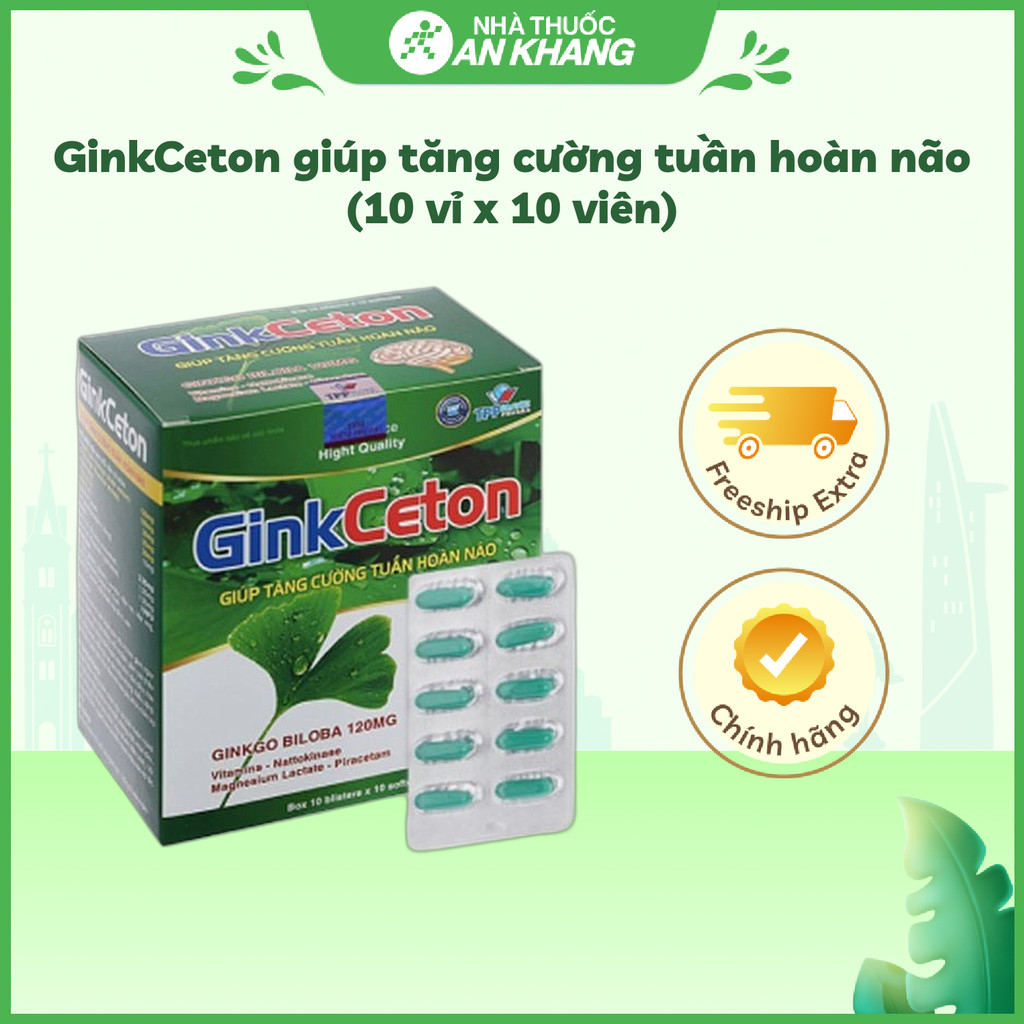 GinkCeton giúp tăng cường tuần hoàn não (10 vỉ x 10 viên) | Shopee Việt Nam