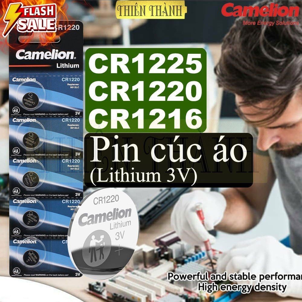 Pin cúc áo CR1225 / CR1220 / CR1216 Camelion Lithium 3V pin nút áo 3V, pin đồng hồ, cmos, điều ...