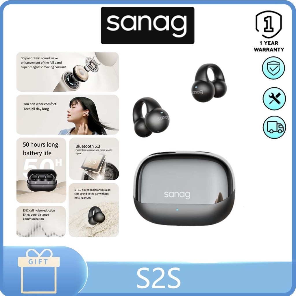 Tai nghe Bluetooth SANAG S2S Khái niệm dẫn truyền xương Kẹp tai Mở tai nghe chống ồn chạy không ...