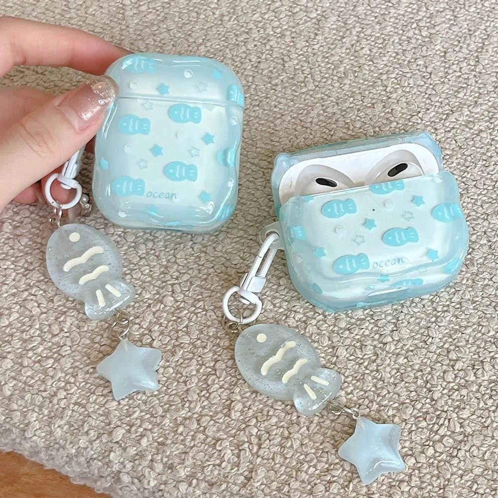 Ốp Lưng Cho AirPods 1 2 3 4 Pro 2 EarBuds Blue Fish Star Tai Nghe Tươi ...
