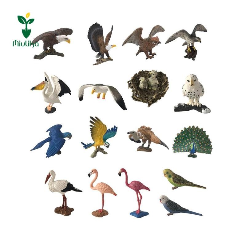 Mô hình tượng đồ chơi Bird khác nhau của Miulika, bao gồm Macaw, Crane ...