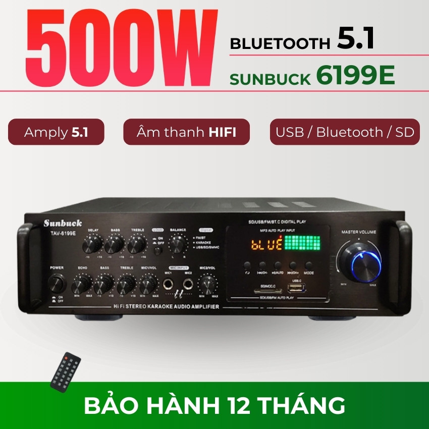 Amply Sunbuck TAV 6199E, Amply Karaoke Gia Đình, Âm Thanh Vòm 5.1, Amly ...