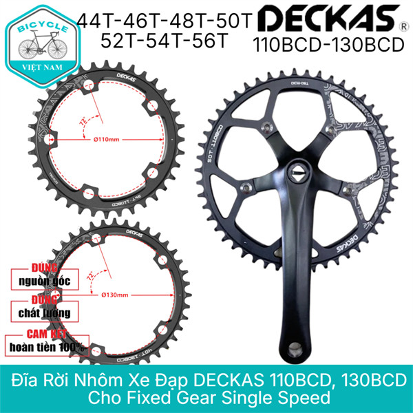 Đĩa Rời Nhôm Xe Đạp Fixed Gear / Single Speed DECKAS 110BCD 130BCD 44T ...
