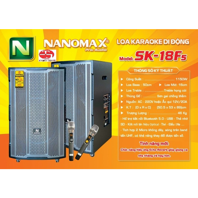Loa Karaoke di động Nanomax SK-18F5 (Bass 50cm, cs 1150w - Hàng Chính Hãng - Echo sai gon audio8 ...