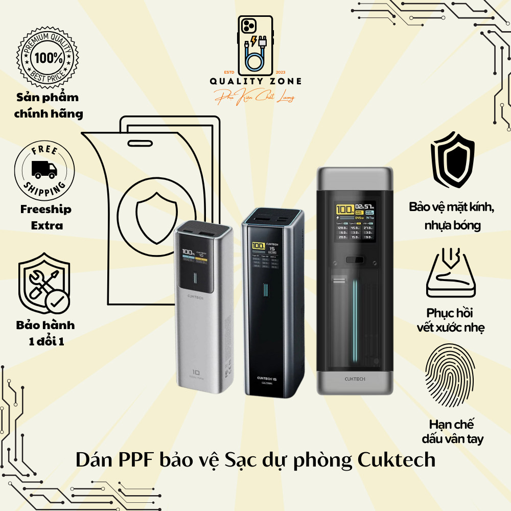 Dán PPF cho sạc dự phòng Cuktech 15 Ultra, CUktech P23, PB100P chống ...