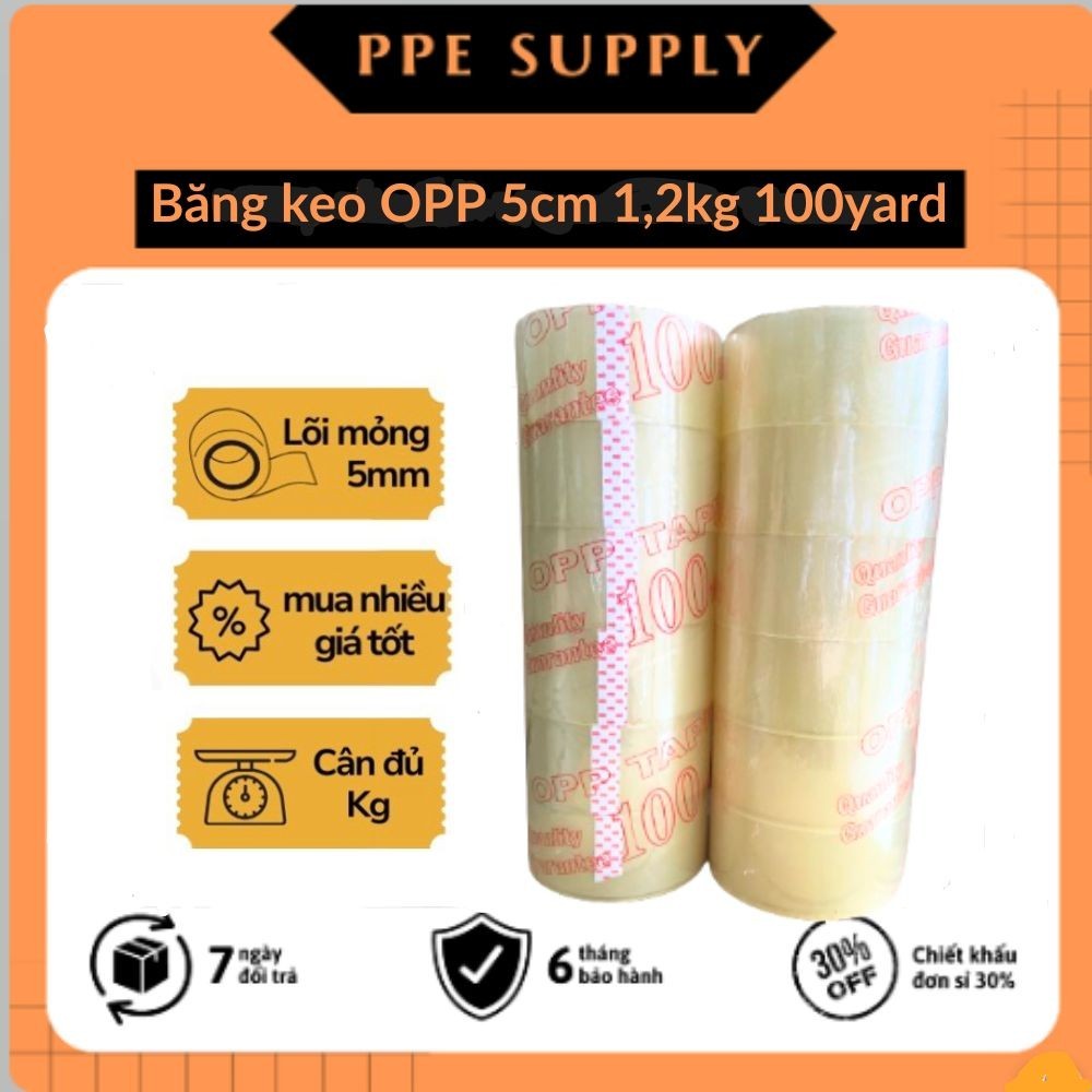 [Rẻ vô địch] Combo 18 Cuộn Băng keo OPP 5cm 1,2kg 100Y-Băng keo, Băng keo trong siêu dính ...