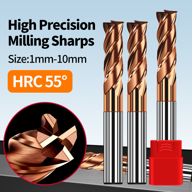 55HRC 1-10mm Cacbua Dao Phay Ngón Kim loại Cắt 4 cạnh cắt Dao Phay Ngón Hợp kim | Shopee Việt Nam