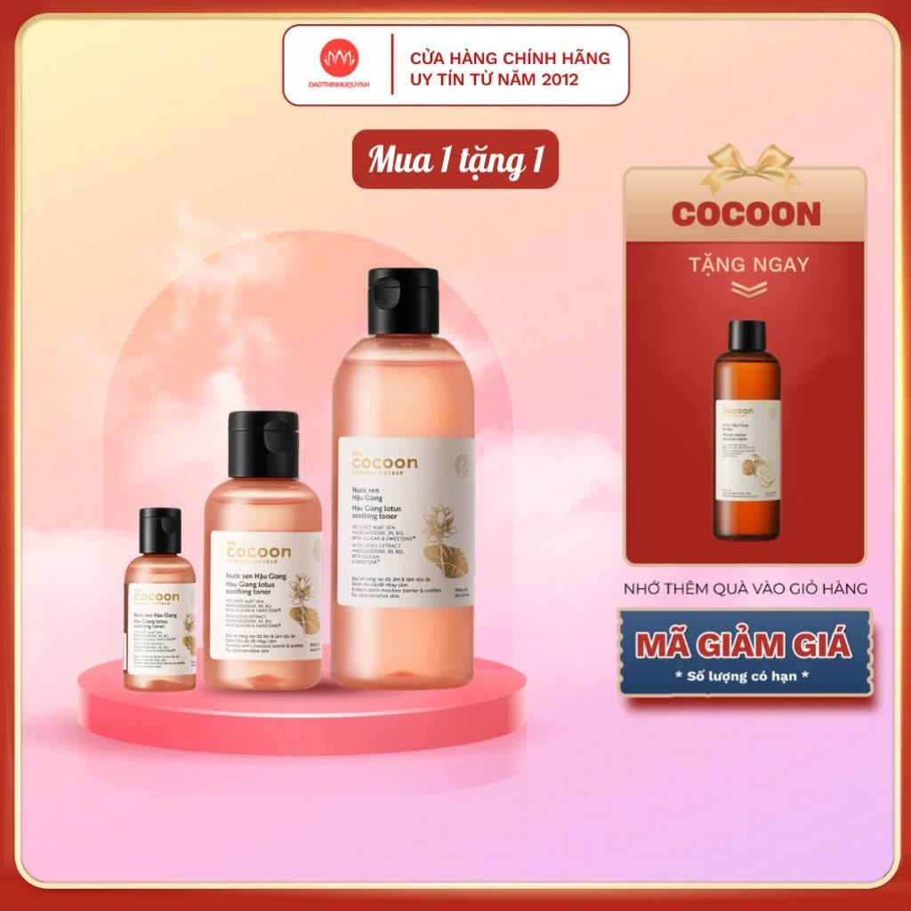 Nước sen Hậu Giang Cocoon phục hồi đa nhiệm, toner sen dành cho da rất ...