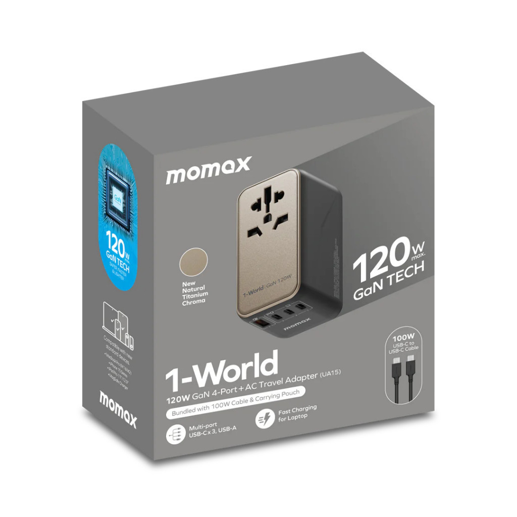 Ổ Cắm Điện 120W GaN MOMAX 1-World Bộ Đổi Nguồn AC | 3 Type C + 1 USB A | Shopee Việt Nam