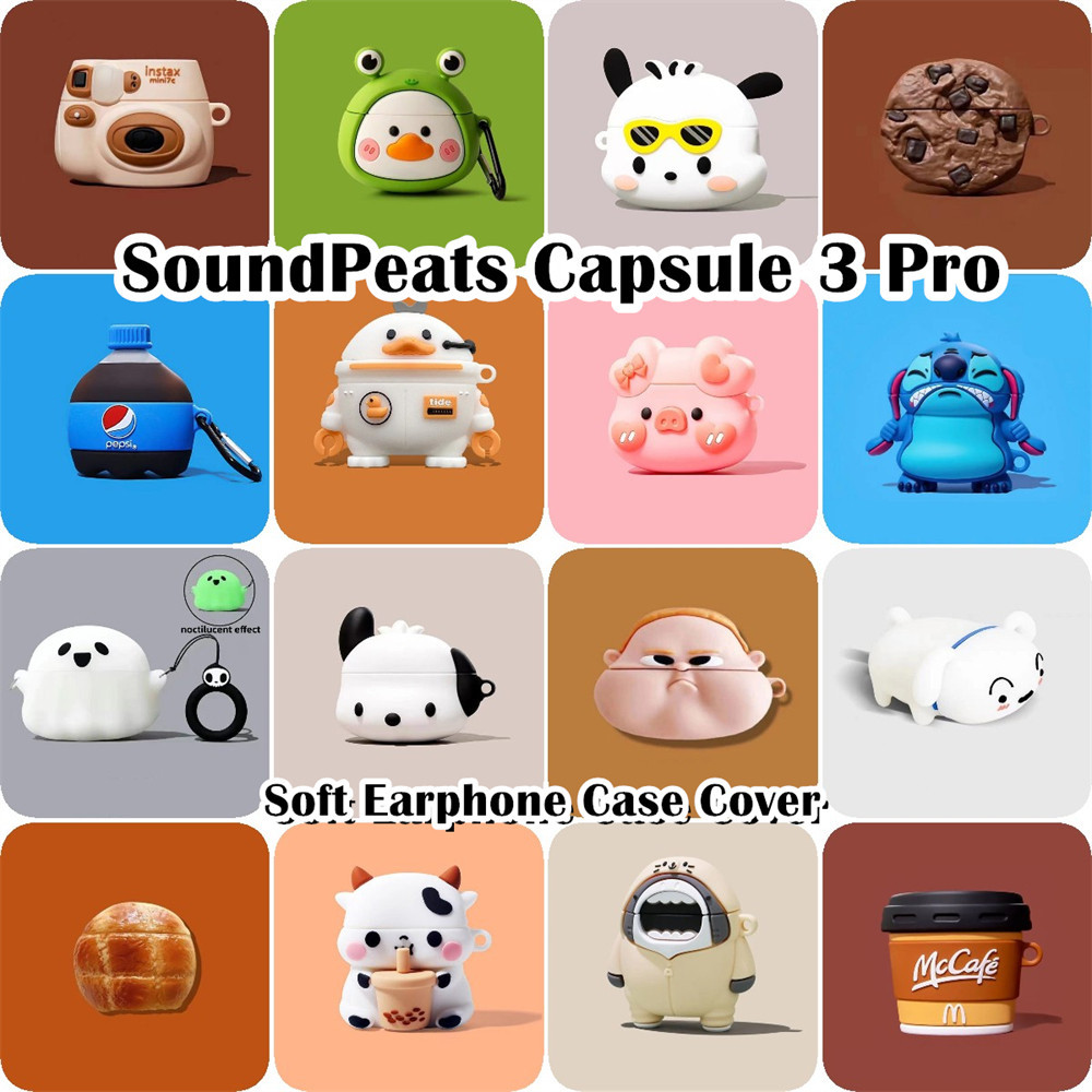 【Hot sale】Cho SoundPeats Capsule 3 Pro ốp tai ng Case Vỏ Bảo Vệ phim hoạt hình Hộp Sạc Tai Nghe ...