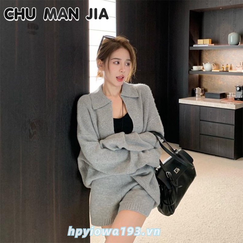 Chu MAN JIA Bộ đồ nữ Bộ đồ hai mảnh dệt kim dáng rộng và mỏng phong ...