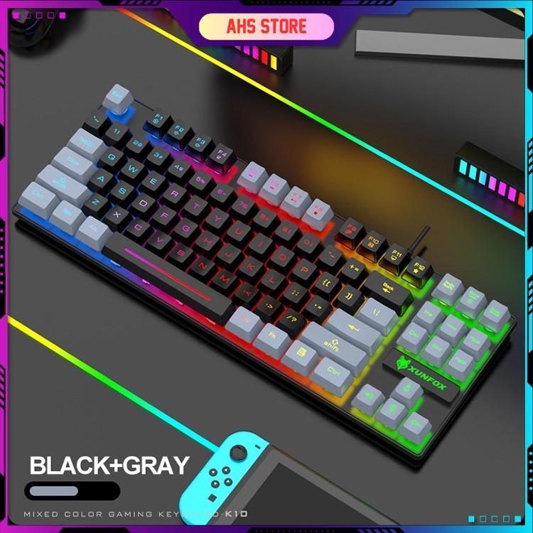 Bàn phím chơi game giả cơ Xunfox K10 87 phím, led Rainbow cho Laptop và ...