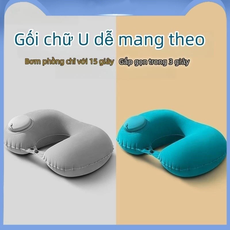 Gối bơm hơi tự động,gối chữ U,gối du lịch,gối bơm hơi,không cần thổi ...