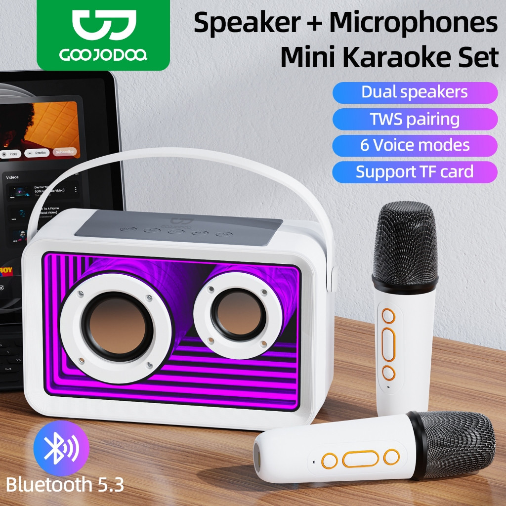 Loa Bluetooth Karaoke Mini Có Micro GOOJODOQTWS 5.3 Thẻ TF Bass Mạnh ...