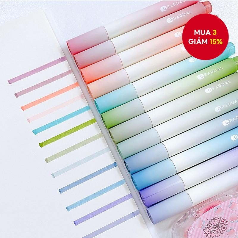 12 CÁI Macaron Gradient Markers - Coral Red Highlighters để viết nhật ...