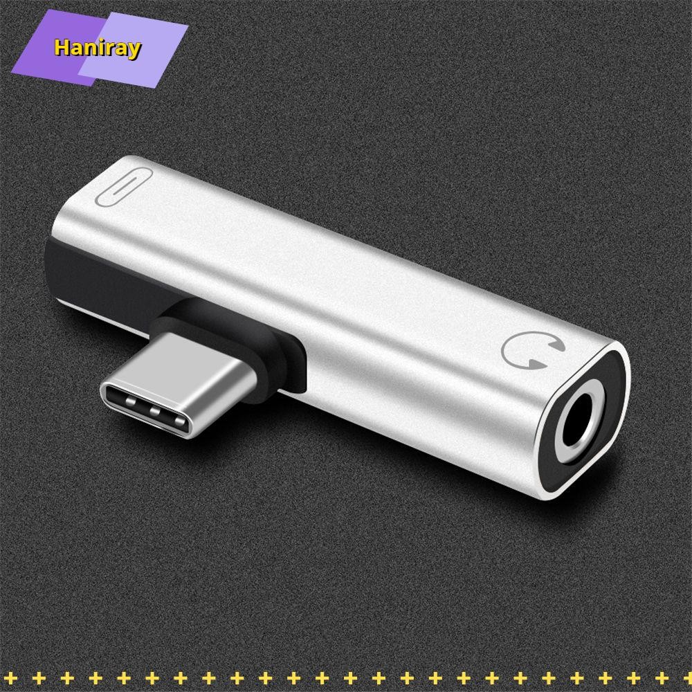Bộ chuyển đổi HANIRAY Type-C sang 3,5 mm Đầu nối cáp USB C bằng kim loại Bộ chia AUX cho S10 S9 ...