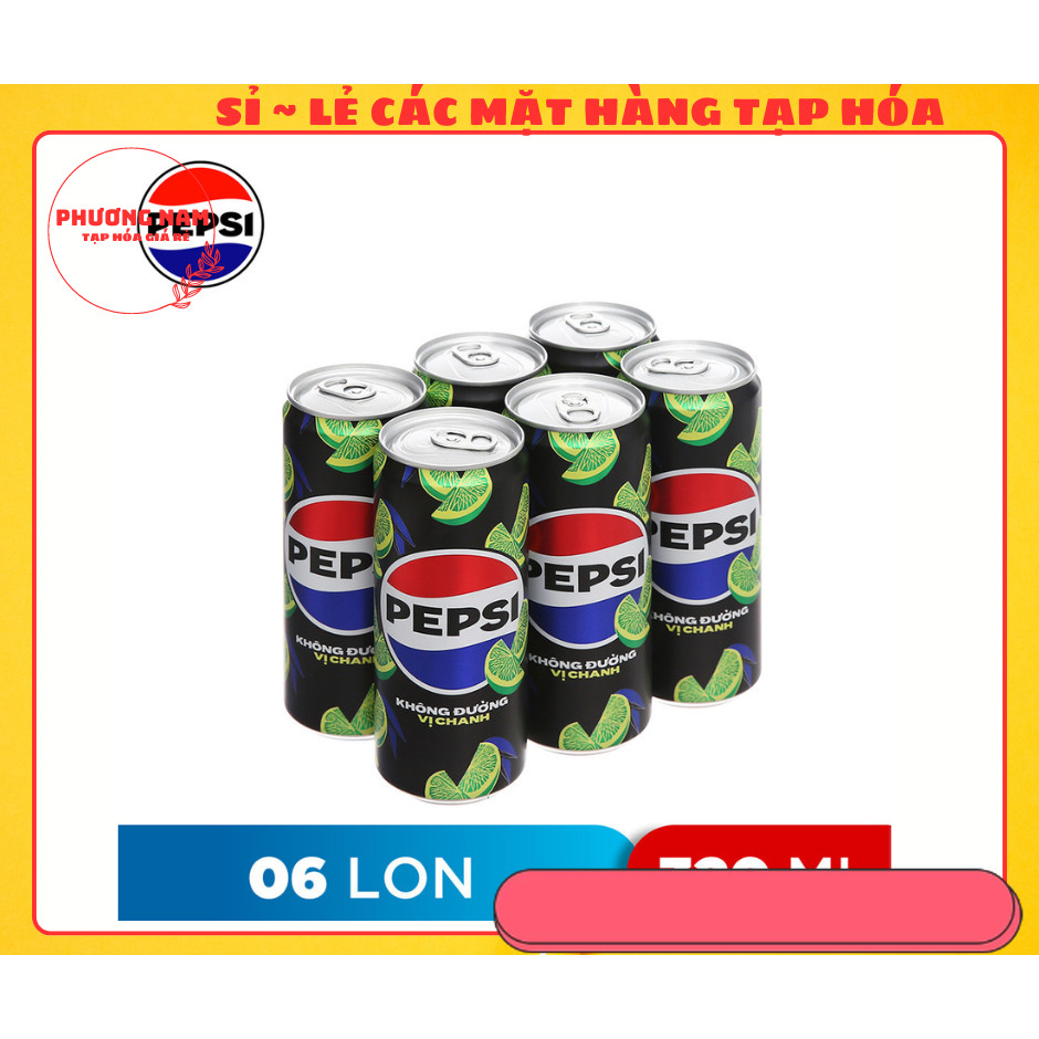 LỐC 6 LON NƯỚC NGỌT KHÔNG CALO VỊ CHANH LEMON ZERO CALORIES PEPSI 320ML | Shopee Việt Nam