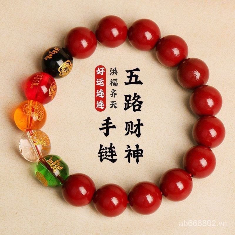 Vòng tay chu sa chính hãng ngũ vị Thần Tài vận chuyển Nam Nữ Vòng tay ...