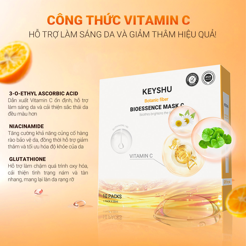 Hộp Mặt Nạ KEYSHU 10 Miếng 30ML Dưỡng Ẩm, Làm Mềm Da, Hỗ Trợ Ngăn Ngừa ...