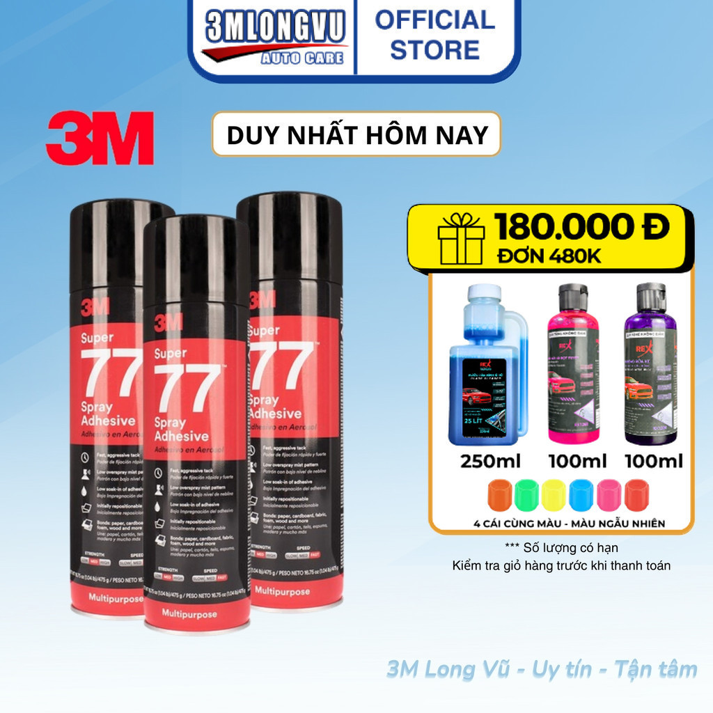 Keo dán dạng xịt 3M Super 77 dán đa năng siêu dính, dán vải, dán giấy- 475g - 3M Long Vu ...