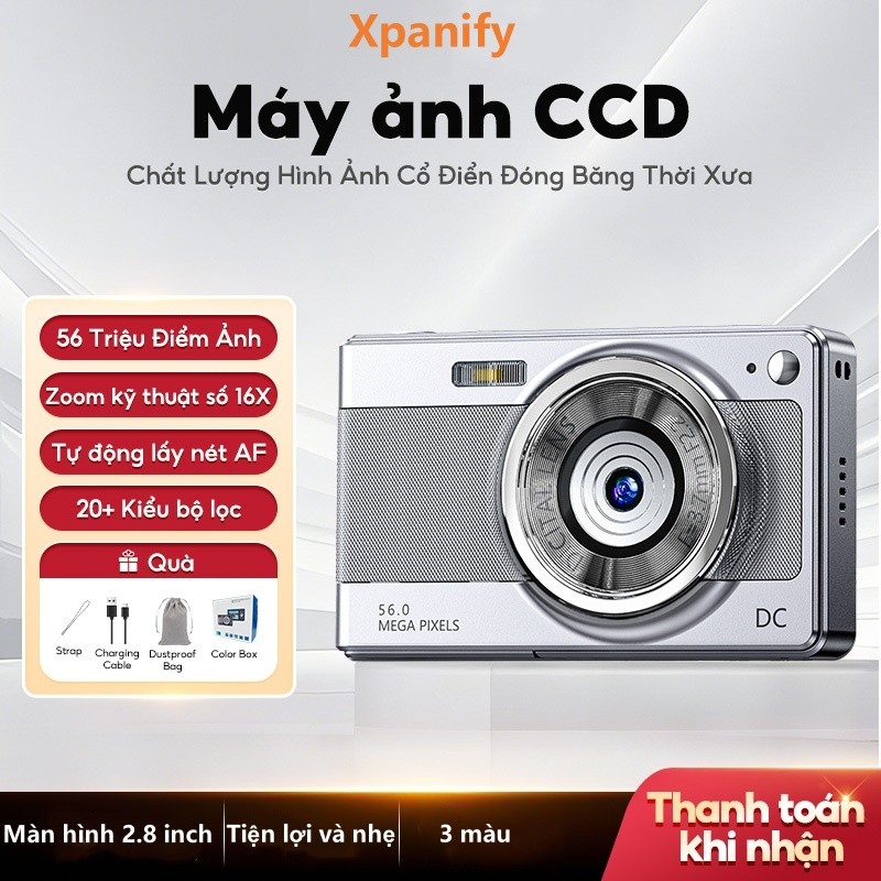 Máy ảnh kỹ thuật số Mini CCD có thẻ nhớ 5600W pixel 4K zoom 8x ống kính ...