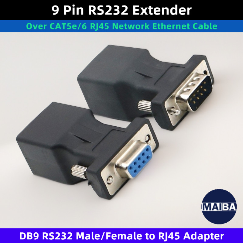 Db9 RS232 Nam / Nữ sang RJ45 Nữ Bộ mở rộng 9 Pin RS232 qua Cáp Ethernet ...