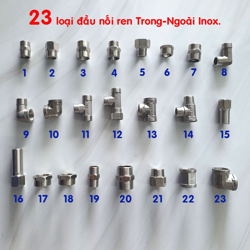 23 loại Đầu nối ren trong ngoài inox ,kép inox, inox 21,27, 34 (giá bán ...