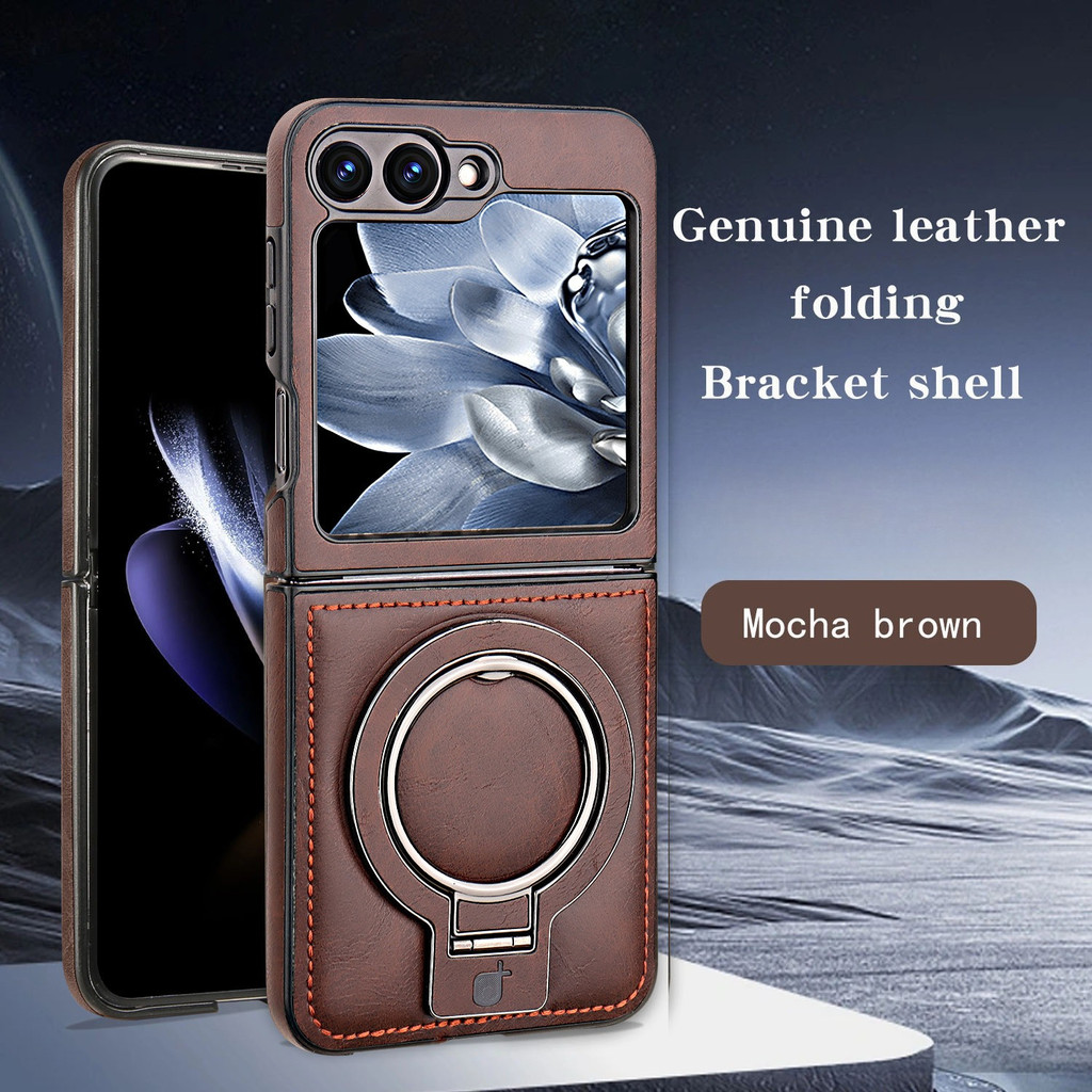 Retro Giá Đỡ Vòng Da Ốp lưng Samsung Galaxy Z Flip 7 ZFlip 6 5 4 3 Mạ ...