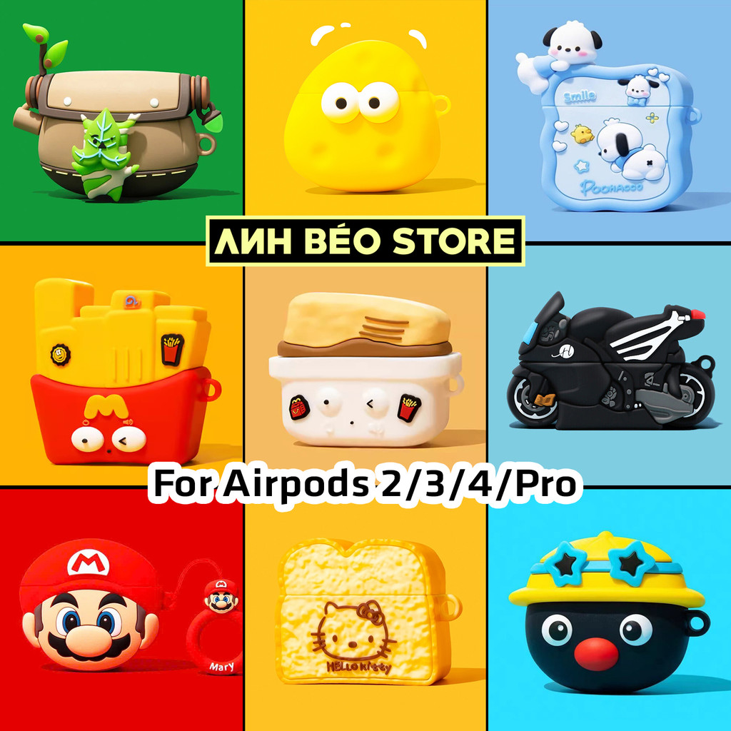 Vỏ Ốp Airpod Case Airpods 2 3 4 Pro Pro 2 Silicon hoạt hình kèm móc ...