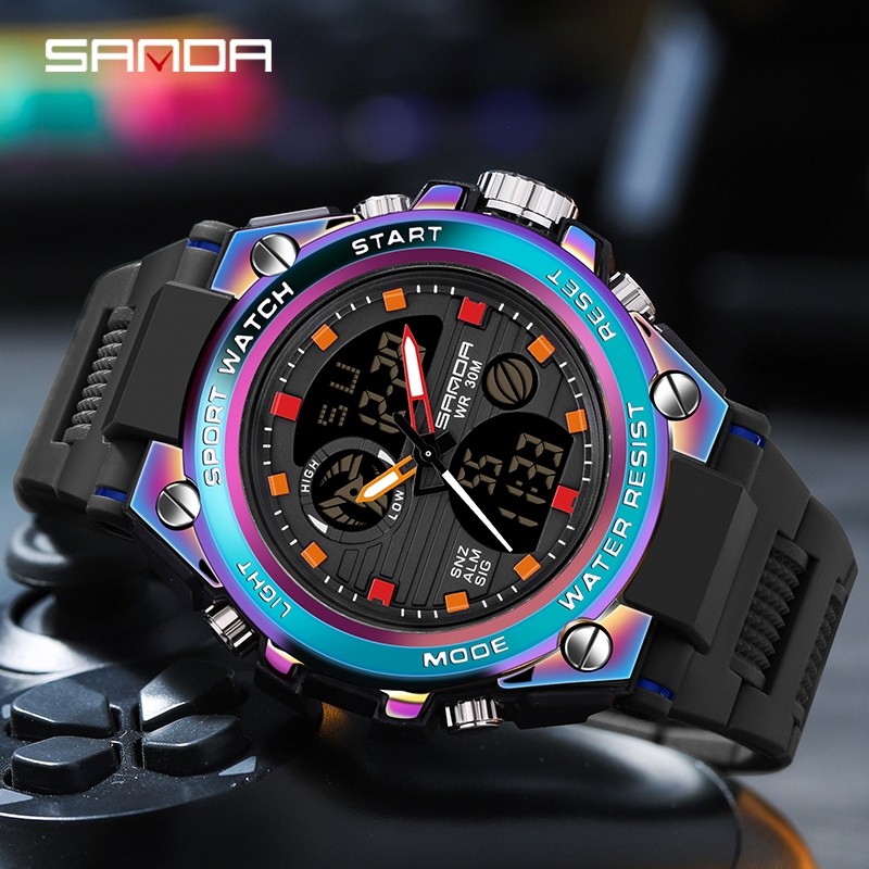 Đồng hồ nam đa chức năng LED thời trang thể thao chống nước Sanda 739 | Shopee Việt Nam