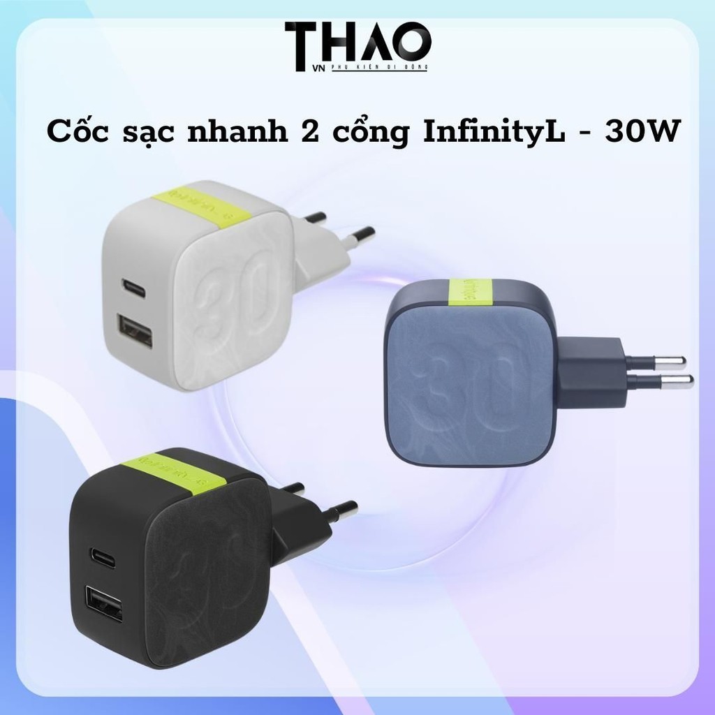 Cốc sạc nhanh 2 cổng Infinity Instant Charger 30W USB và USB-C, hỗ trợ ...