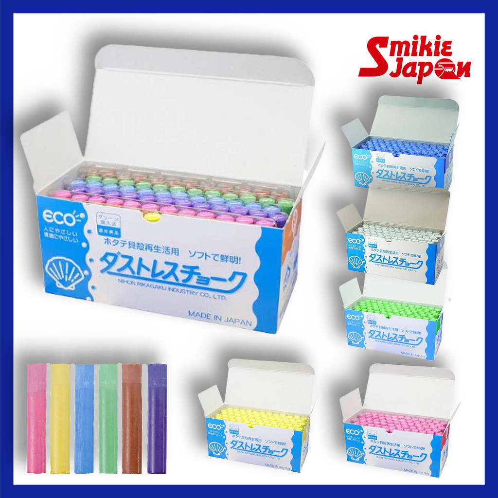 Rikagaku 72 Dustless Chalk White/ Red / Yellow / Blue / Green / 6 ...