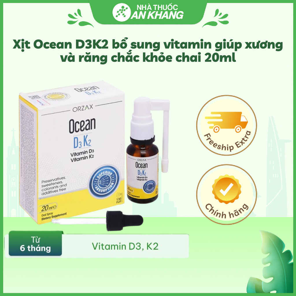 Xịt Ocean D3K2 bổ sung vitamin giúp xương và răng chắc khỏe chai 20ml | Shopee Việt Nam