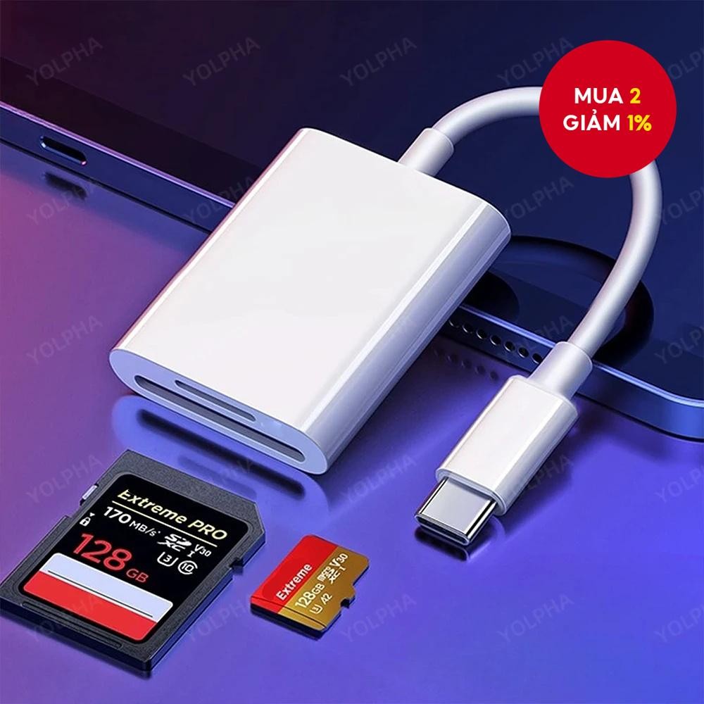 Đầu Đọc Thẻ SD Loại C 2 Trong 1 Cho iPhone Android Adapter TF Tốc Độ ...