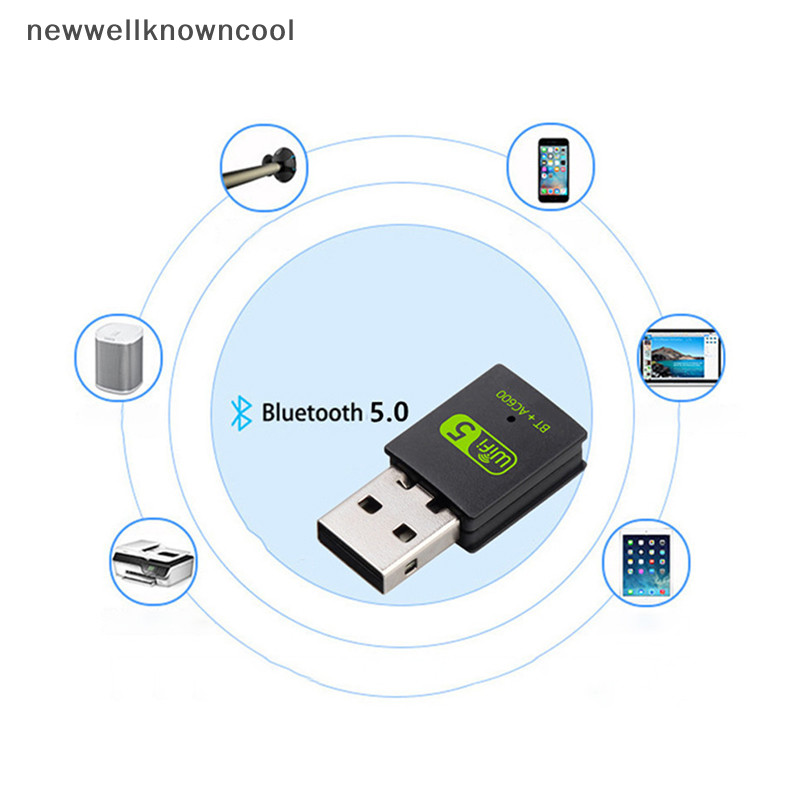 Newwellknowncool 600Mbps USB WiFi 5.0 Adapter 2in1 Dongle Dual Band 2.4G & 5GHz USB WiFi 5 Mạng ...