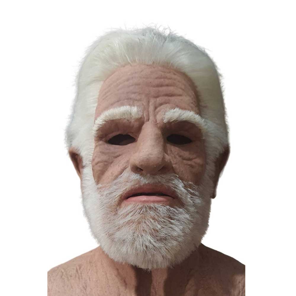 Old Man Face Cover Realistic Mask Halloween Party Creepy Wrinkle Old ...