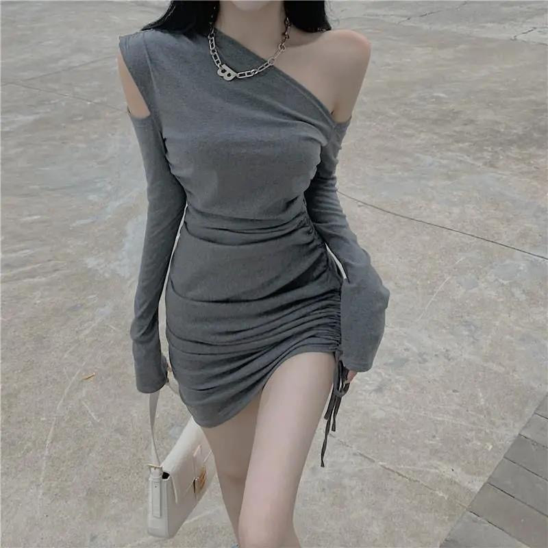 Đầm body Timo, Đầm body dài tay thiết kế khoét vai cách điệu nhún eo ...